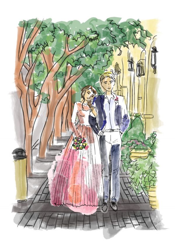Beautiful Personalized Wedding Drawing from Photo