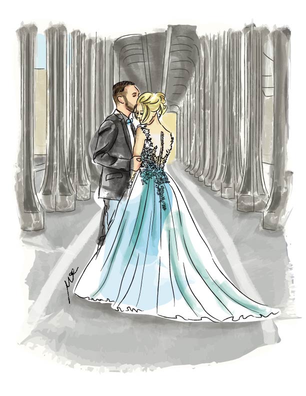 Beautiful Personalized Wedding Drawing from Photo