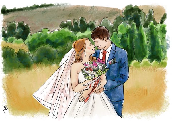 Beautiful Personalized Wedding Drawing from Photo