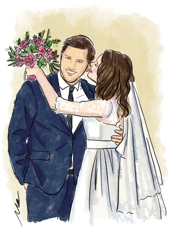 Beautiful Personalized Wedding Drawing from Photo